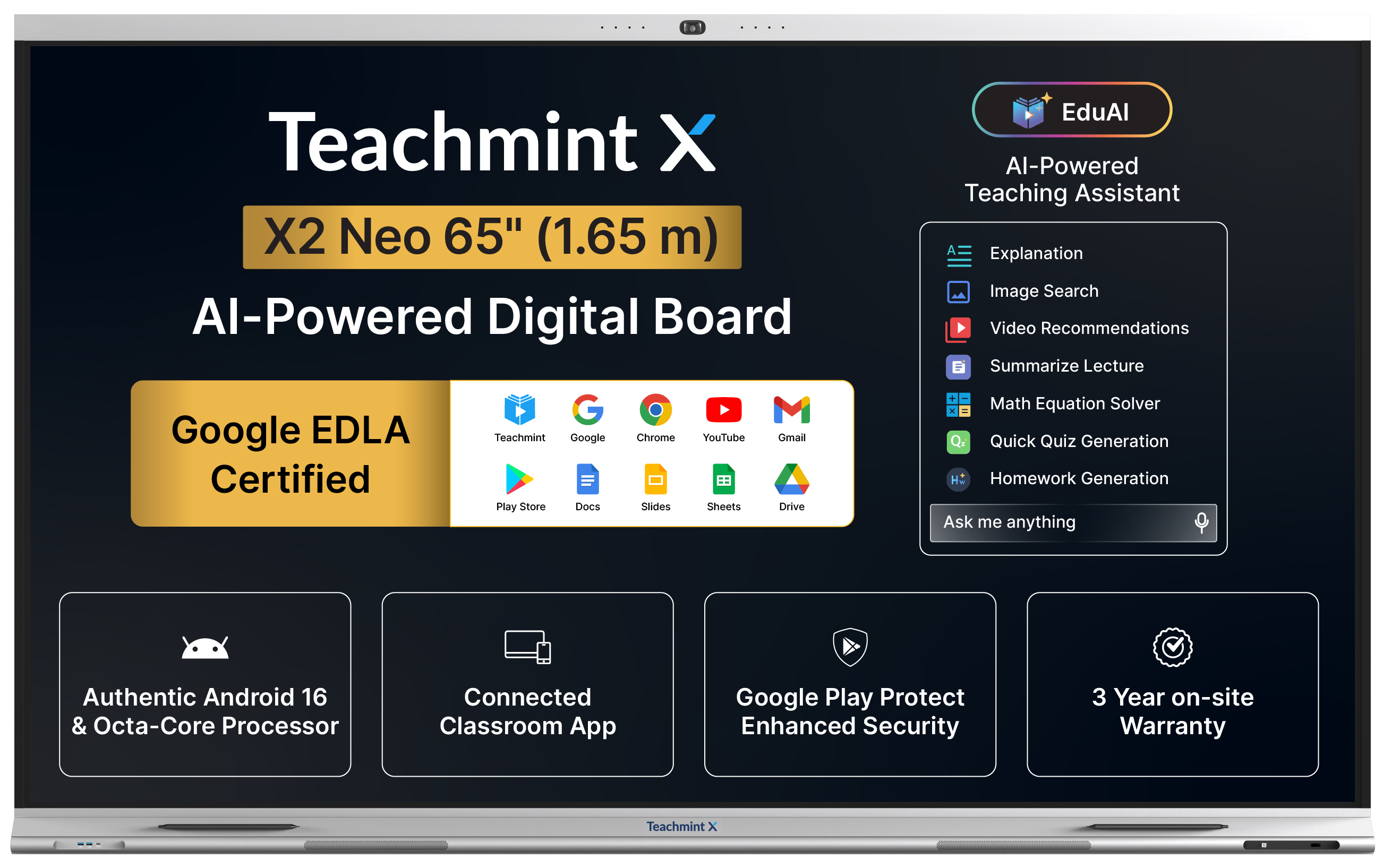 X2 Neo 65 inch (1.65 m) Digital Board for Teaching - Teachmint X