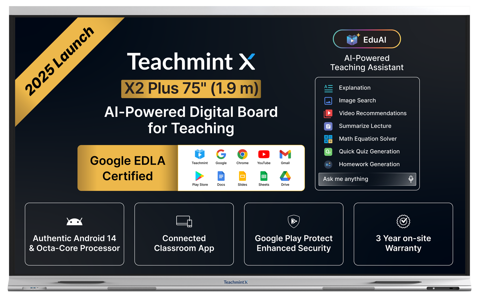 X2 Plus 75 inch (1.90 m) Digital Board for Teaching - Teachmint X